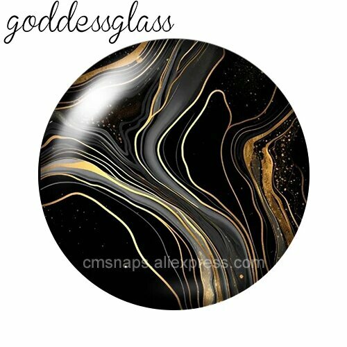 Круглые стеклянные кабошоны с черной текстурой 10/12/14/16/18/20/22/25/30 мм ZB2016-09, 10mm