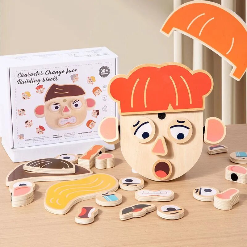 Интерактивная игра-головоломка с магнитными строительными блоками, меняющими лицо, для родителей и детей