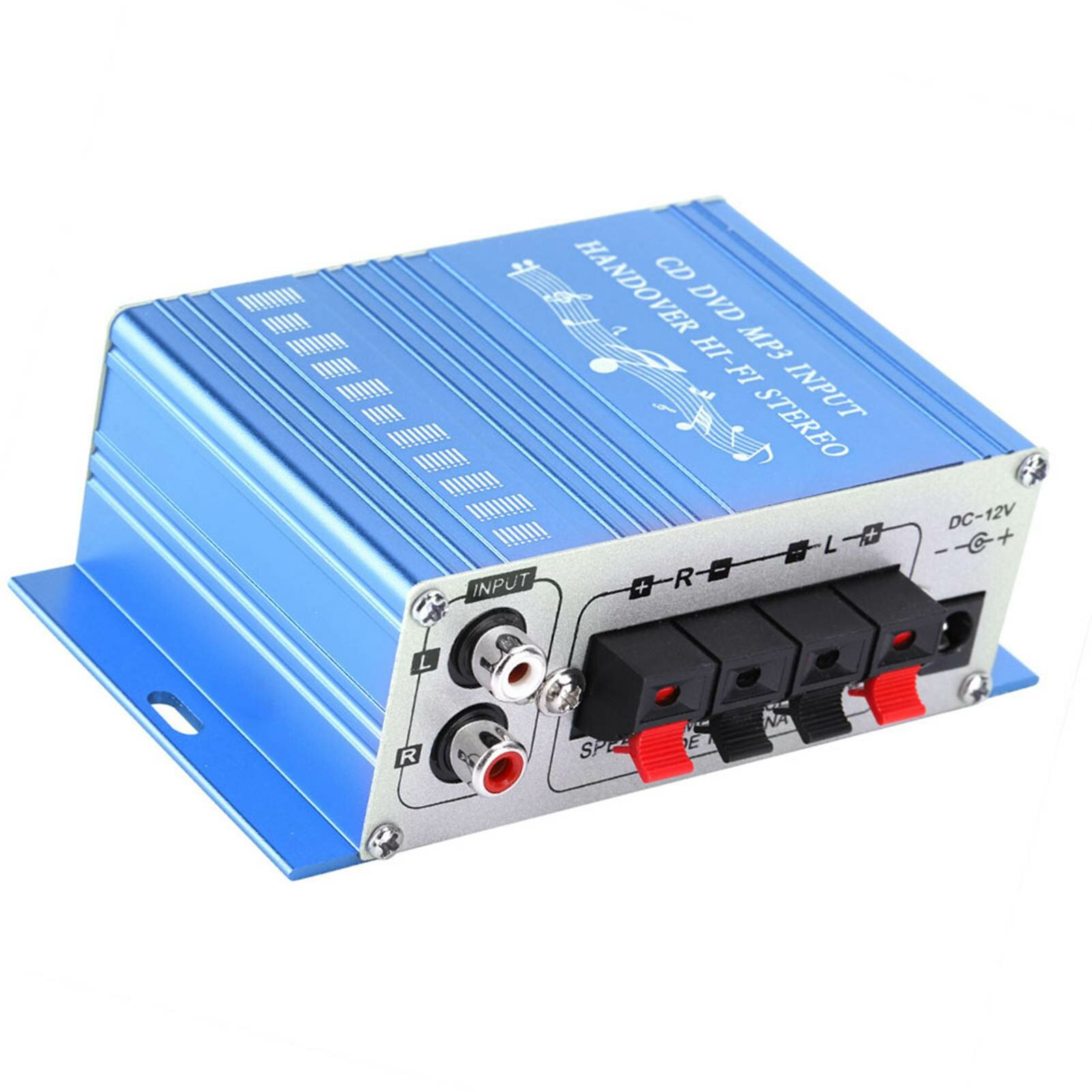 Мини цифровой автомобильный усилитель аудиосистемы Hifi для музыки CD DVD MP3 FM плеера (Красный), DC 12V, выходная мощность RMS 2 x 20W 1KHz, частотный диапазон 20Hz - 20kHz, соотношение сигнал/шум 85 дБ, материал алюминиевый сплав, поддержка USB MP3 FM