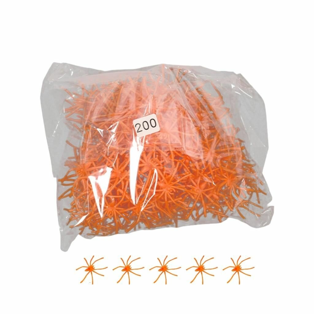 Праздничное оформление, 1 упаковка по 200 штук, украшение для вечеринки с пауками на Хэллоуин-оранжевый