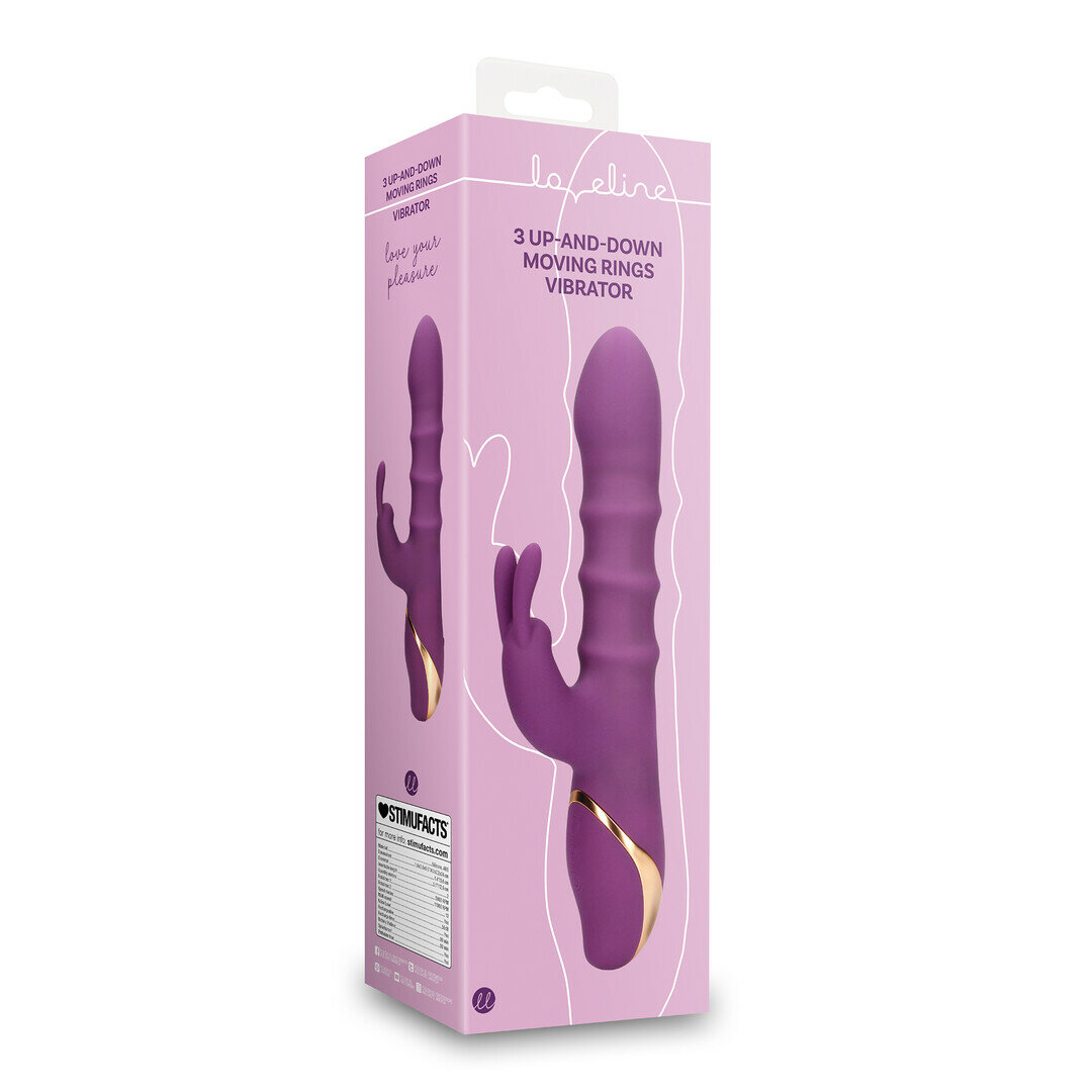 Мощный вибратор-кролик Orchidee Purple, с тремя движущимися кольцами, 24 см, 10 скоростей, фиолетовый