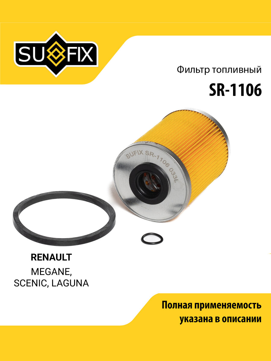 Фильтр топливный для RENAULT MEGANE, SCENIC, LAGUNA / NISSAN PRIMERA / SUFIX SR-1106