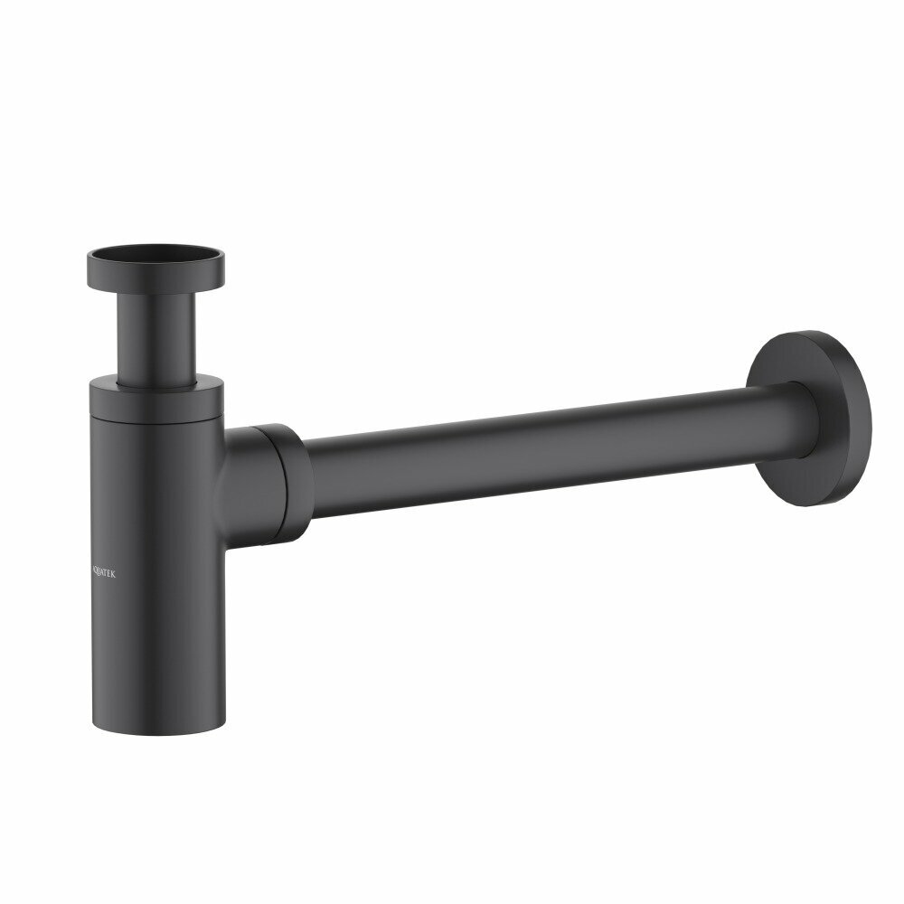 Сифон Aquatek AQ6012MB, для раковины, черный, бутылочный, латунь