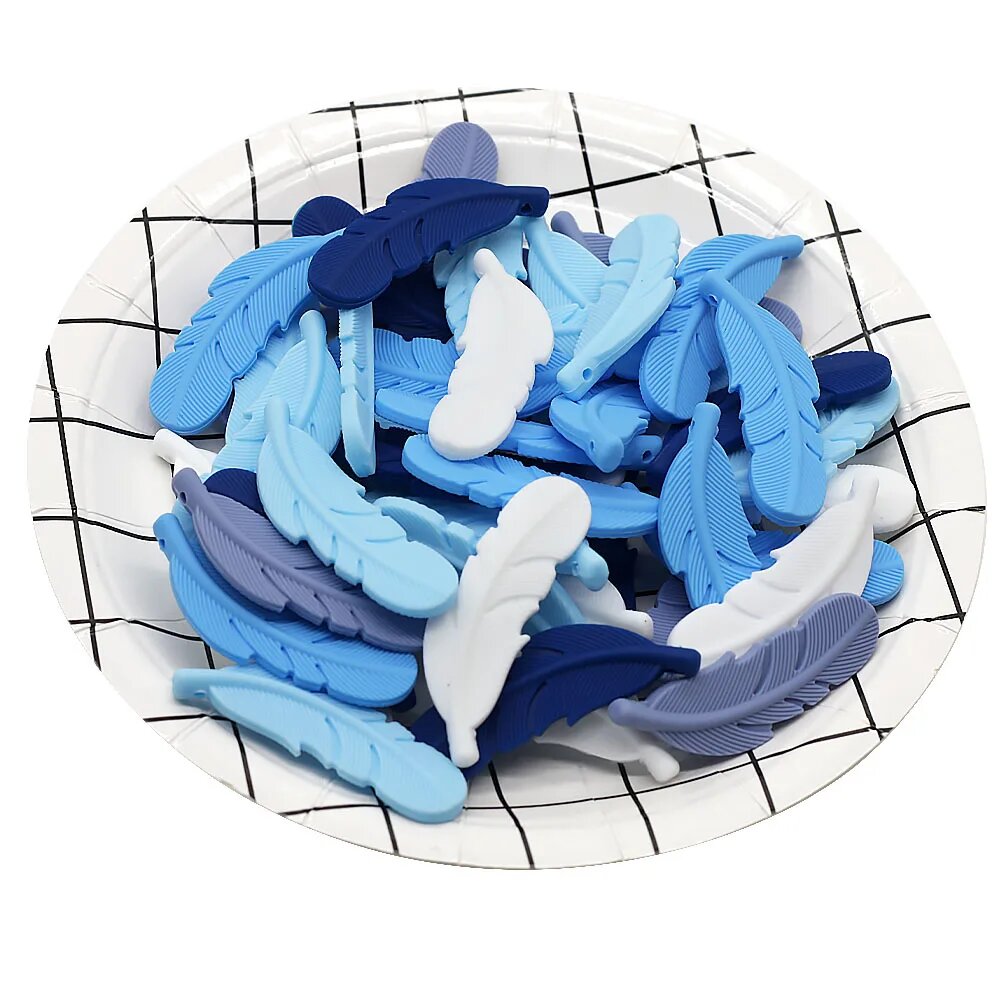 Cute-Idea 10 шт. силиконовые бусины прорезыватель с перьями без BPA DIY ожерелье для прорезывания зубов для младенцев кулон для грызунов ювелирные изделия для кормления душа