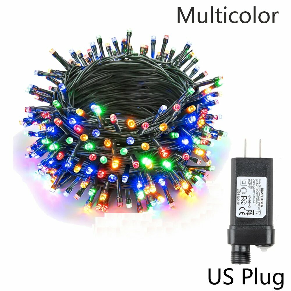 Светодиодные гирлянды Topdii для улицы 10-100 м Multicolor-US Light, 10M 100LEDs