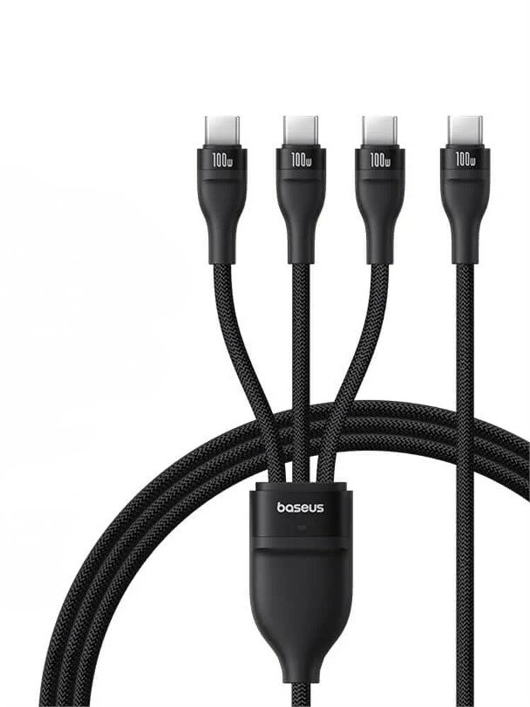 Baseus Кабель Baseus Flash Series 3 в 1 C+C+C - Type-C P10377503111-00 100w 1.5м черный