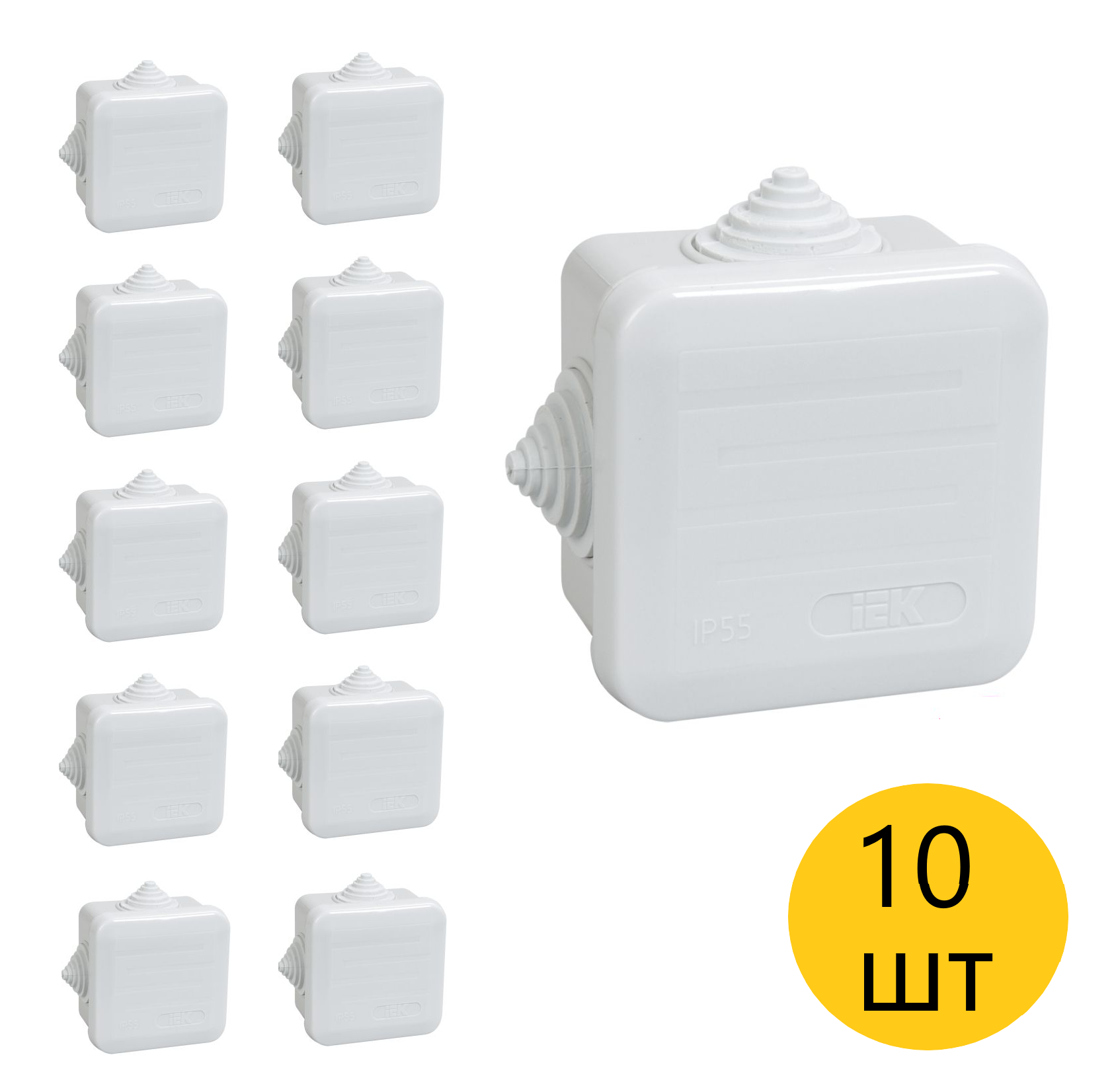 Коробка распаячная КМ41236 для открытой проводки 70х70х40мм IP44 IEK (10шт)