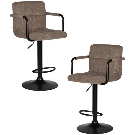 Стул барный Dobrin KRUGER ARM BLACK (какао вельвет (LAR-E2041-05))(2 шт/уп)