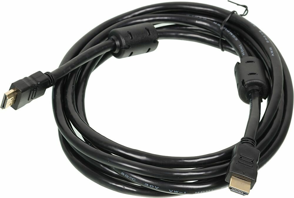 Кабель аудио-видео Buro HDMI 1,4, HDMI m - HDMI m, 3 м, ферритовые кольца, черный (HDMI-19M/19M-3M-MG)