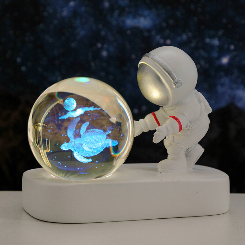 Креативный ночник-космонавт из 3D хрустального шара, светящийся декор для спальни, подарок