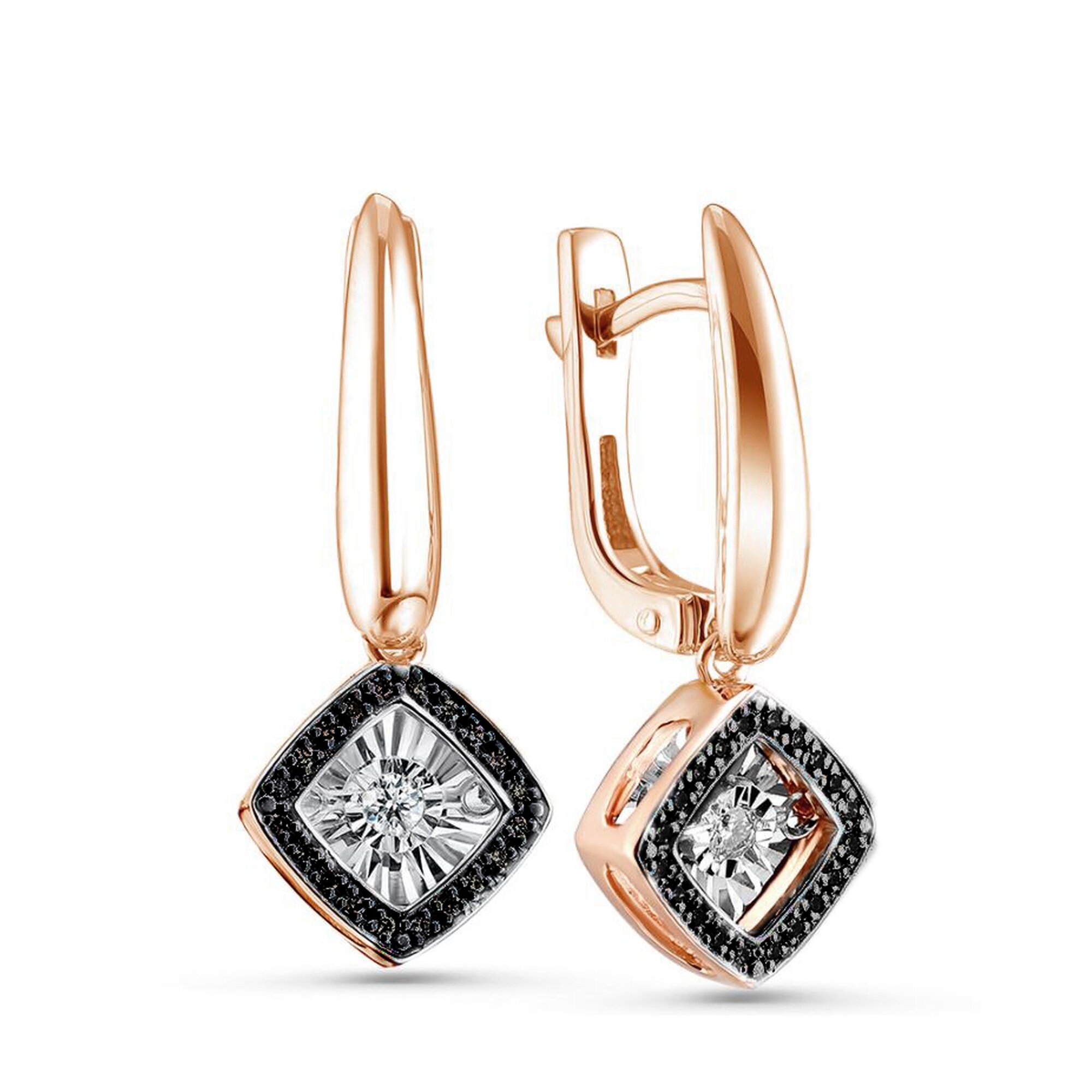 Серьги, красное золото, 585 проба, бриллиант