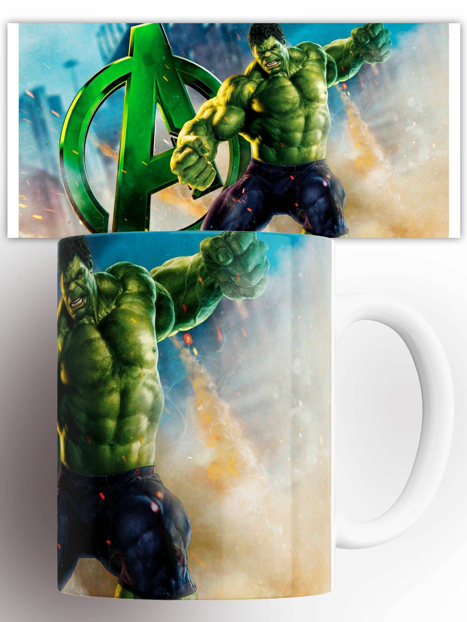 Кружка с принтом Marvel Hulk Марвел Халк 330 мл