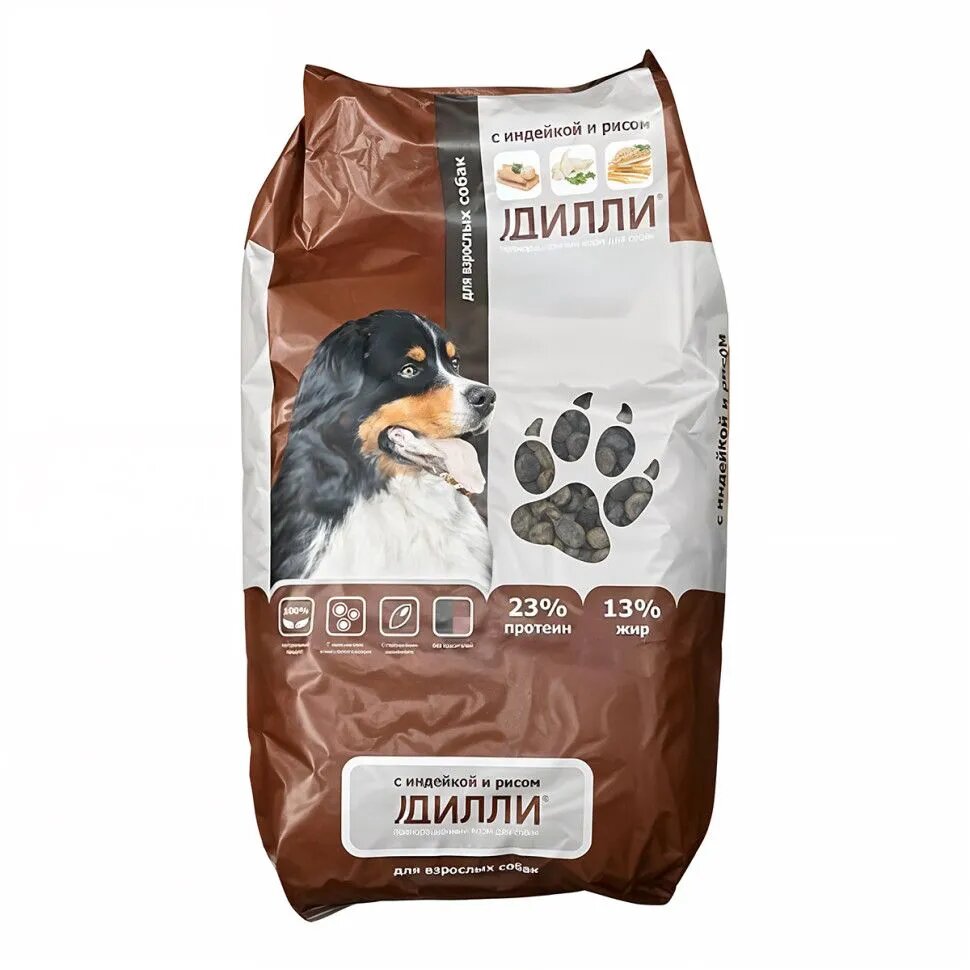 Сухой корм Дилли для взрослых собак говяжья печень с овсянкой, 3.7 кг