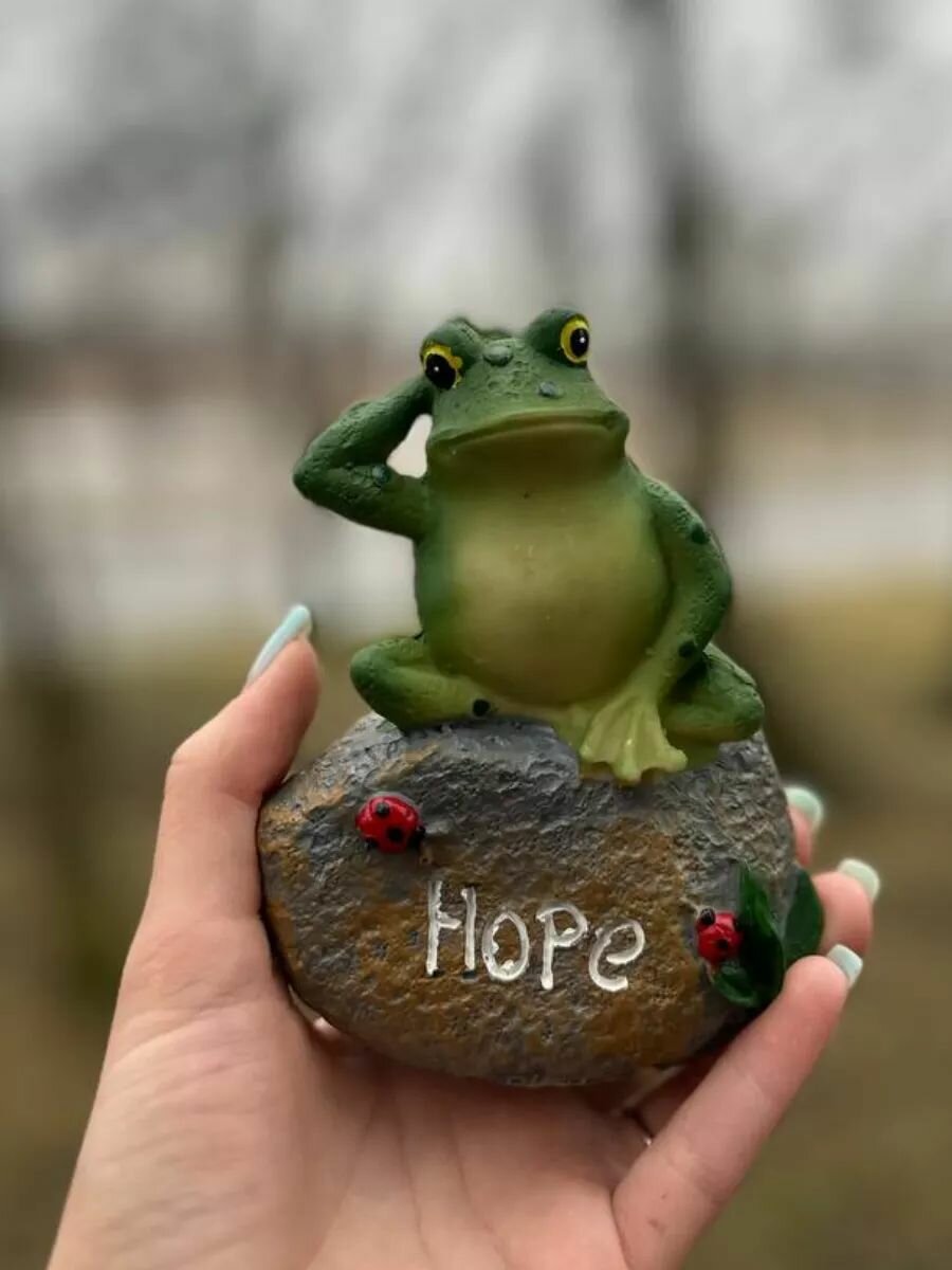 Садовая фигура "Лягушка", для декора дачи, огорода, 13см, салатовая/светло-зеленая