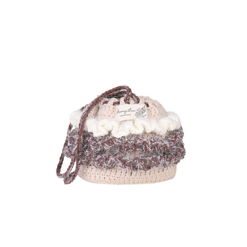 Сумка для вязания из хлопка льна водосливная стильовая через плечо с просторным отделением для девочек и мальчиков коричневый