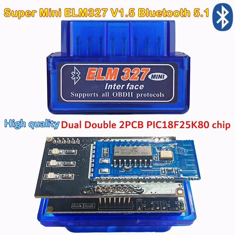 ELM327 2PCB BT 5.1 Мини-диагностический Сканер Для Автомобилей V1.5 Для iOS И Android - Автоматический Bluetooth-сканер