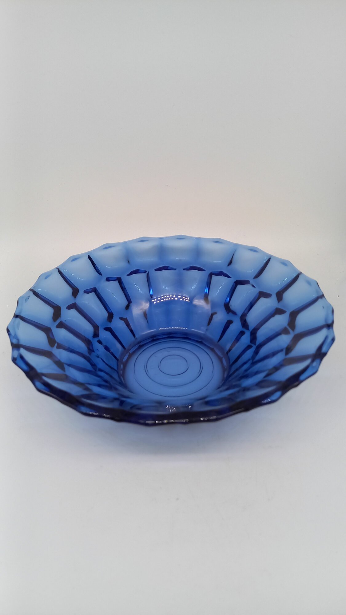 Винтажный советский круглый салатник из цветного синего стекла, СССР