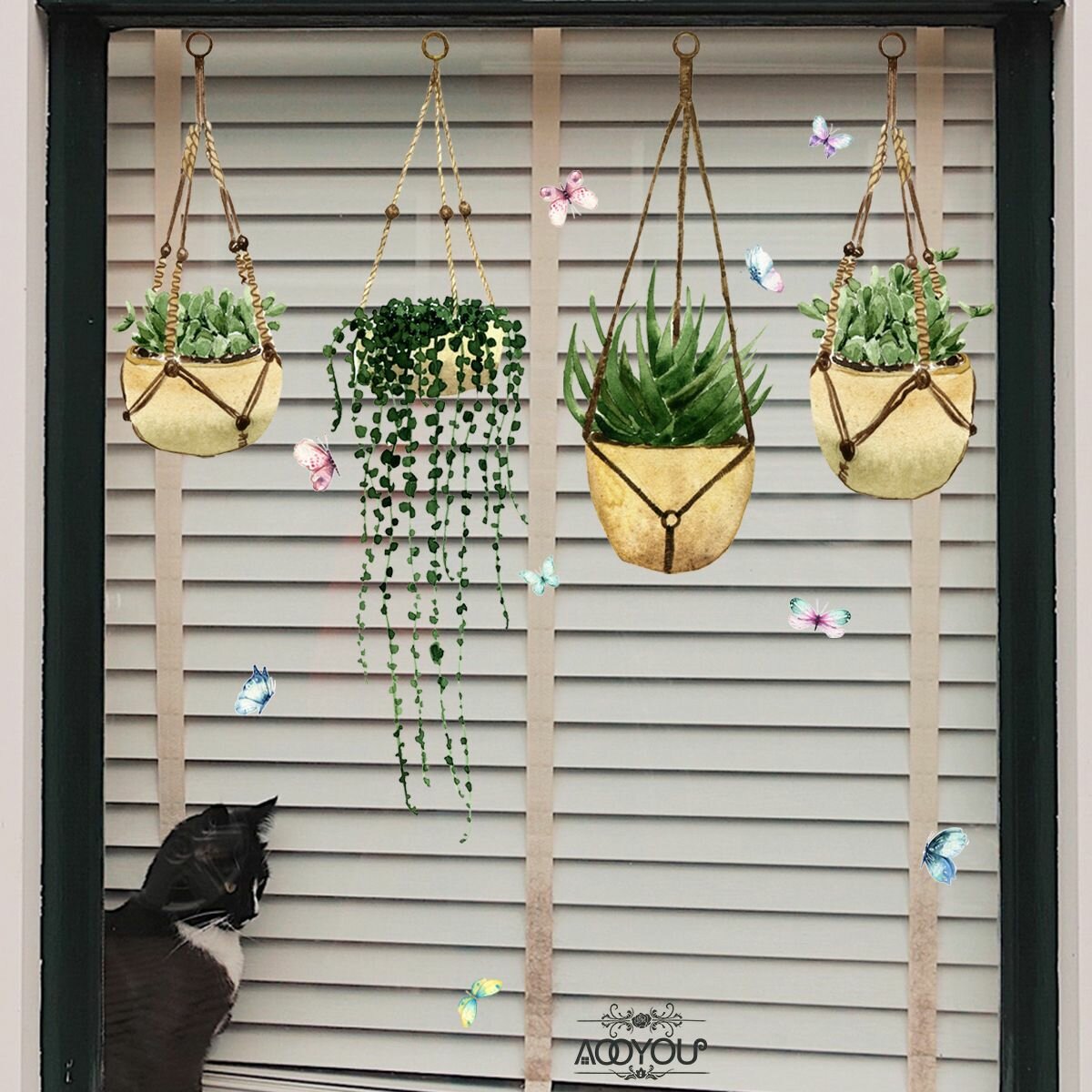 3D наклейки на стену "Суккуленты" — объемные, для кухни/спальни/балкона, декор без полива