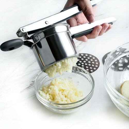 Нержавеющая сталь Силиконовая рукоятка Картофельная мельница Многофункциональная экструдер Кухонная прессовка Чесночный сок Размер фильтрующего отверстия