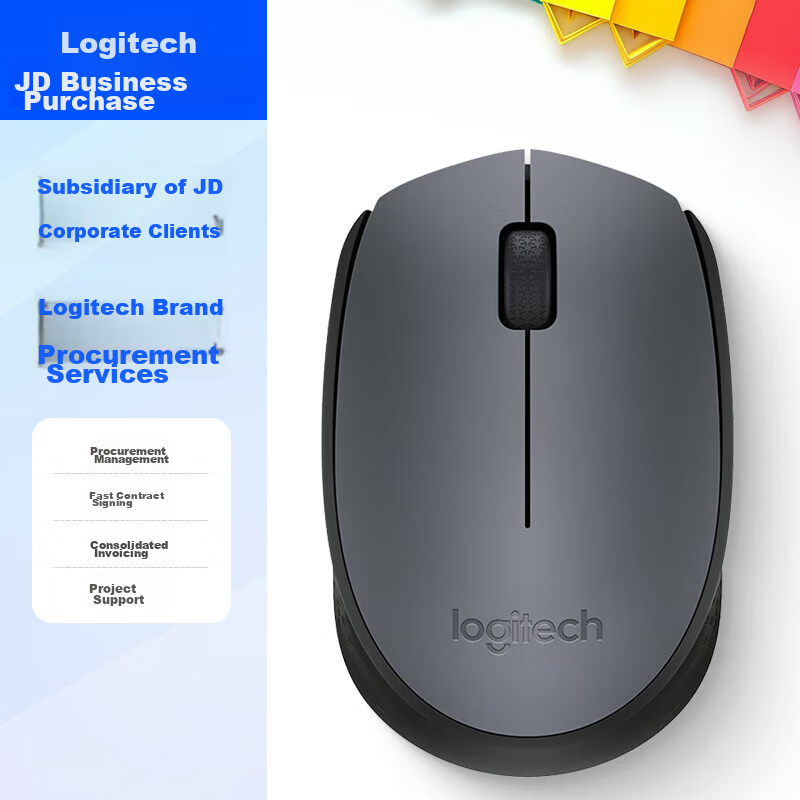 Logitech M170 Enterprise Wireless Office Mouse (M171 Design), Home And Business Symmetrical Mouse, with 2.4G Wireless Receiver, M170 Gray