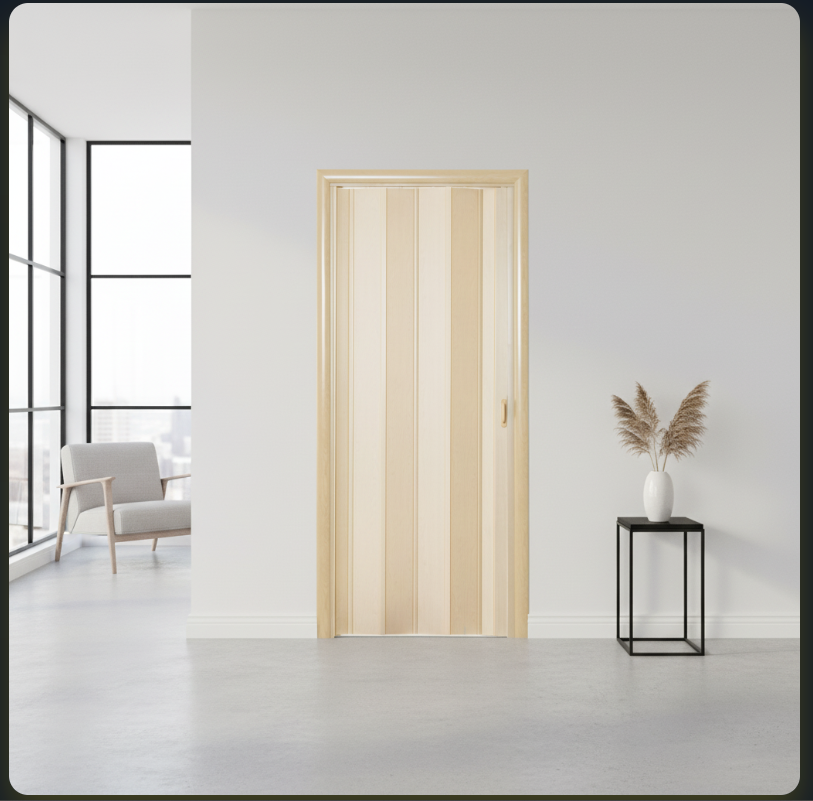 Межкомнатная раздвижная дверь гармошка RSP цвет Дуб Беленый