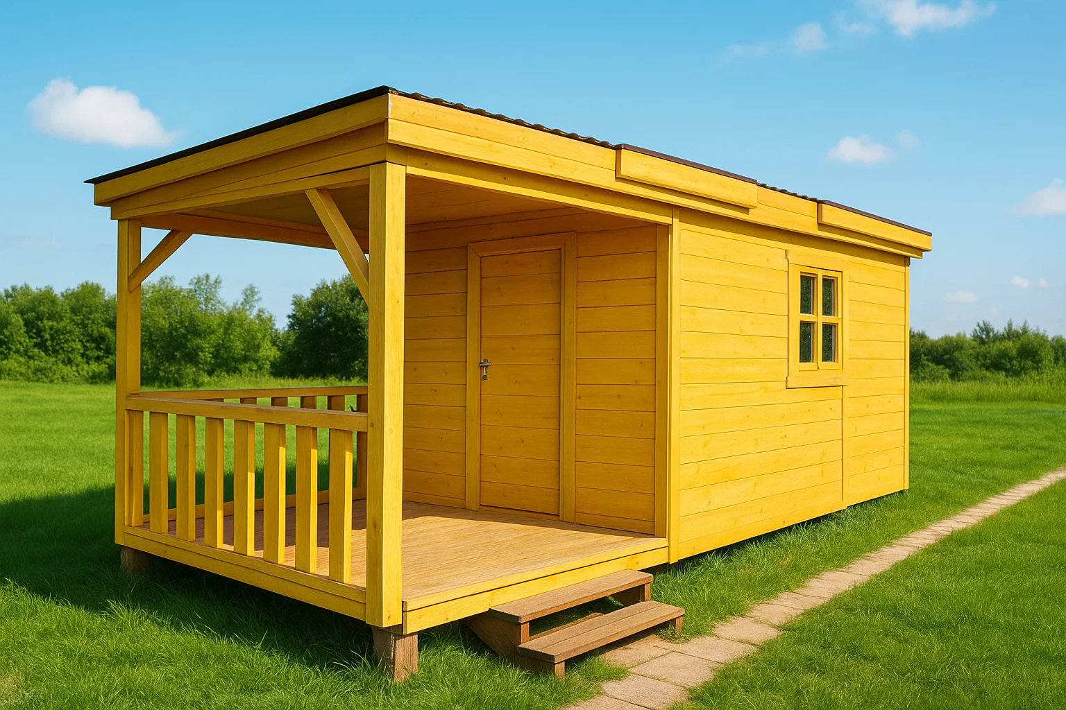 Бытовка с верандой, покрашена, утеплена, полностью готова, электрика, блоки, ступени