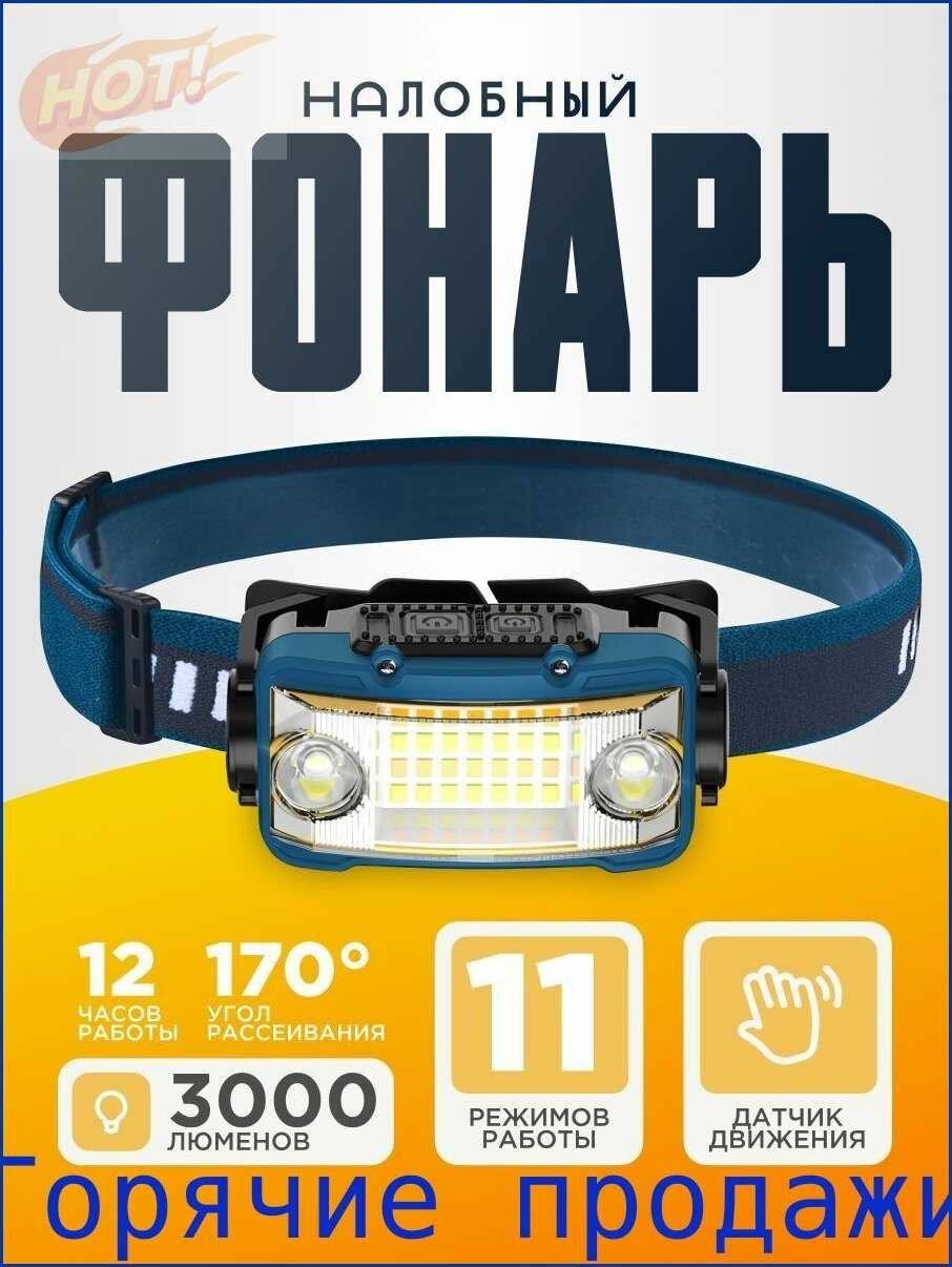 Налобный фонарь с регулируемой лентой и ярким светом, для работы и отдыха