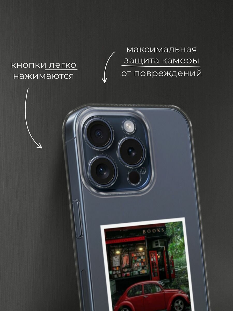 Чехол на Apple iPhone 15 Pro / Айфон 15 Про с принтом Осенний палароид красный — фото 1