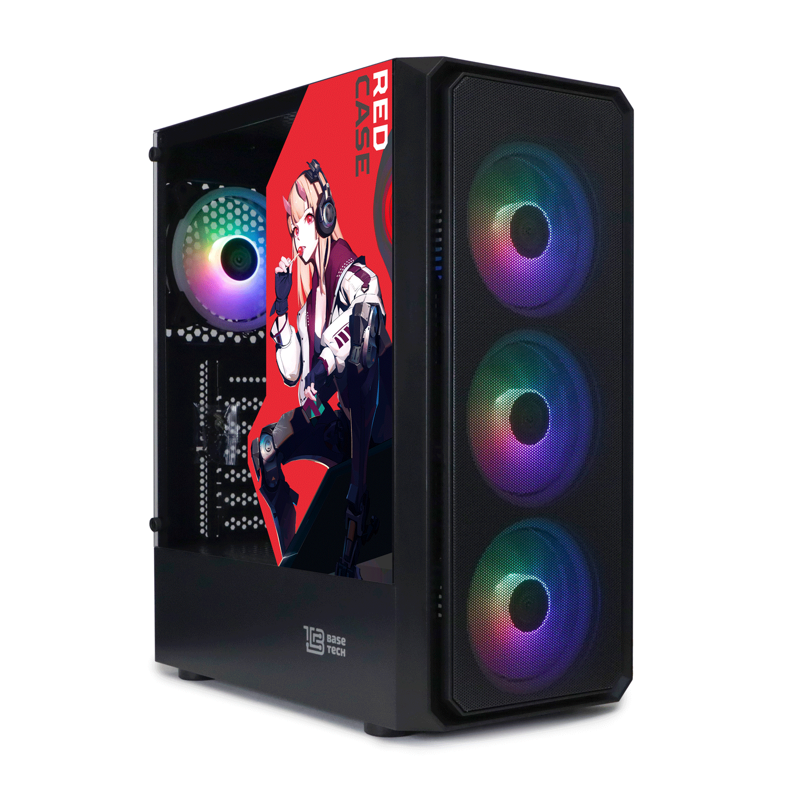 Корпус BaseTech eXtreme GFX-03 Anime Red Case ATX, Midi-Tower, без БП черный/разноцветный (BT-GFX-03-MESH-4F-RGB-C-ARC)