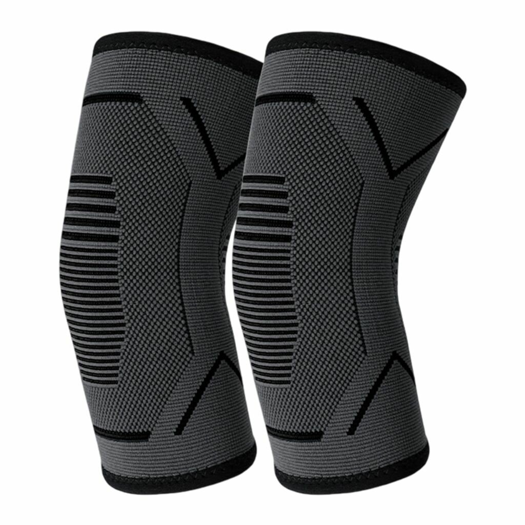 Спортивные налокотники с эластичным защитным рукавом для суставов-серо-черный-M