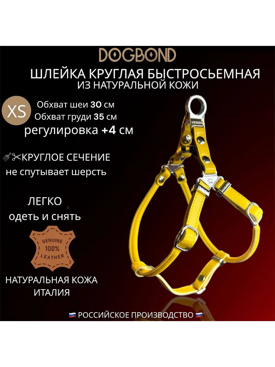 Шлейка Dogbond быстросъемная для шпица круглая из кожи