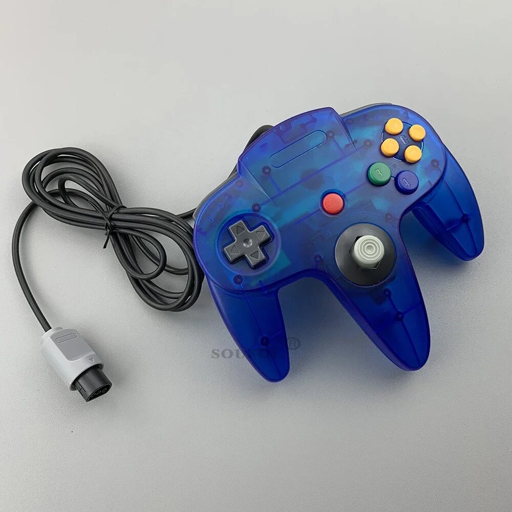 Проводной геймпад Nintendo 64, Синий, Transparent Blue