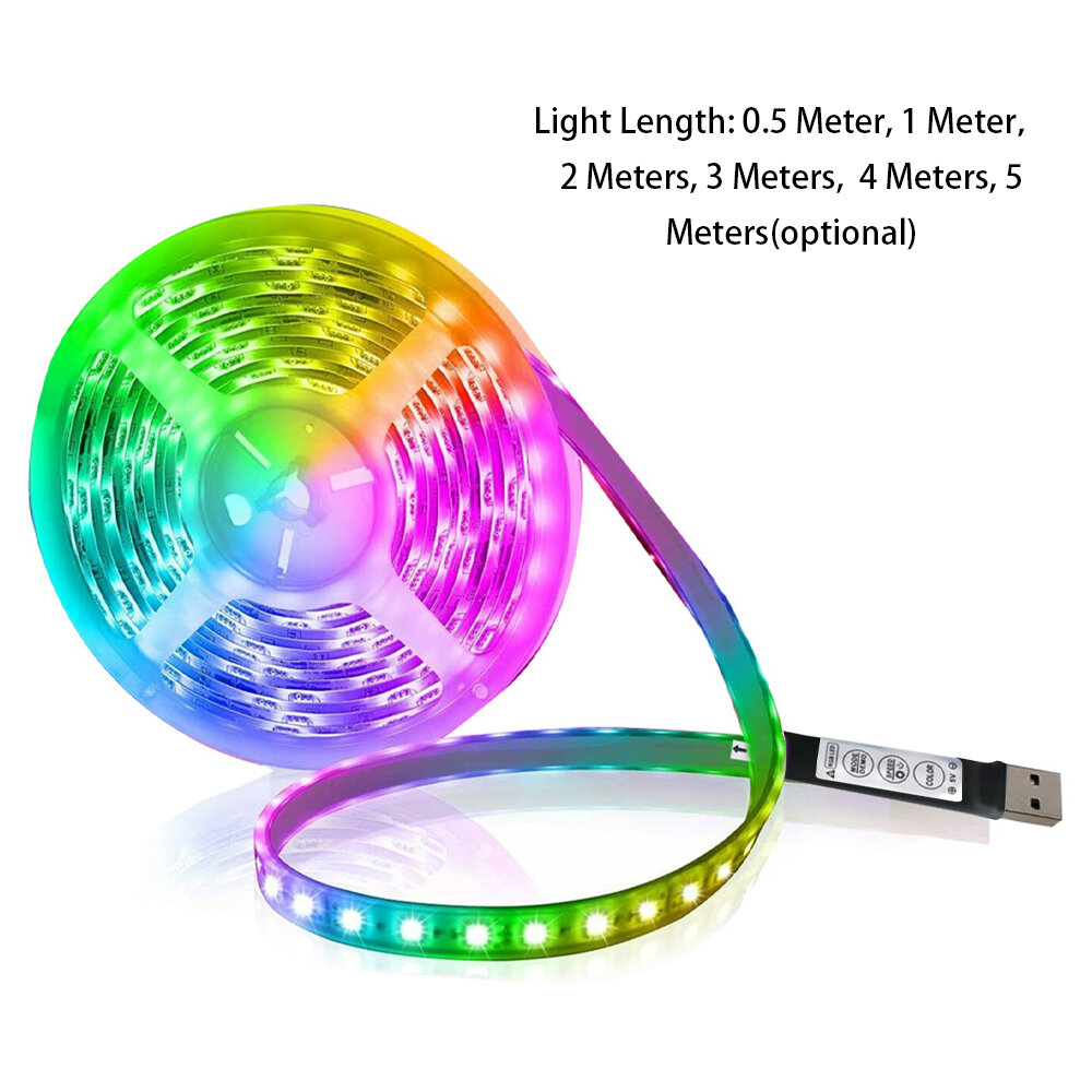 Светодиодная лента USB RGB Гибкие светодиоды Светильник Мини 3 кнопки Разрезаемые самоклеящиеся светодиодные ленты для украшения дома, вечеринки, ресторана, клуба KTV DIY