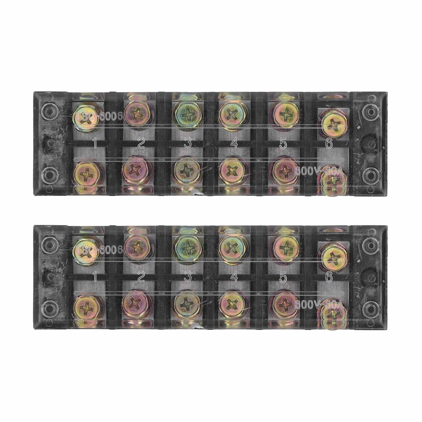 Двухрядная клеммная колодка с прозрачной крышкой, 60A 600V, подходит для мостового освещения, 2шт, 6 позиций (606)