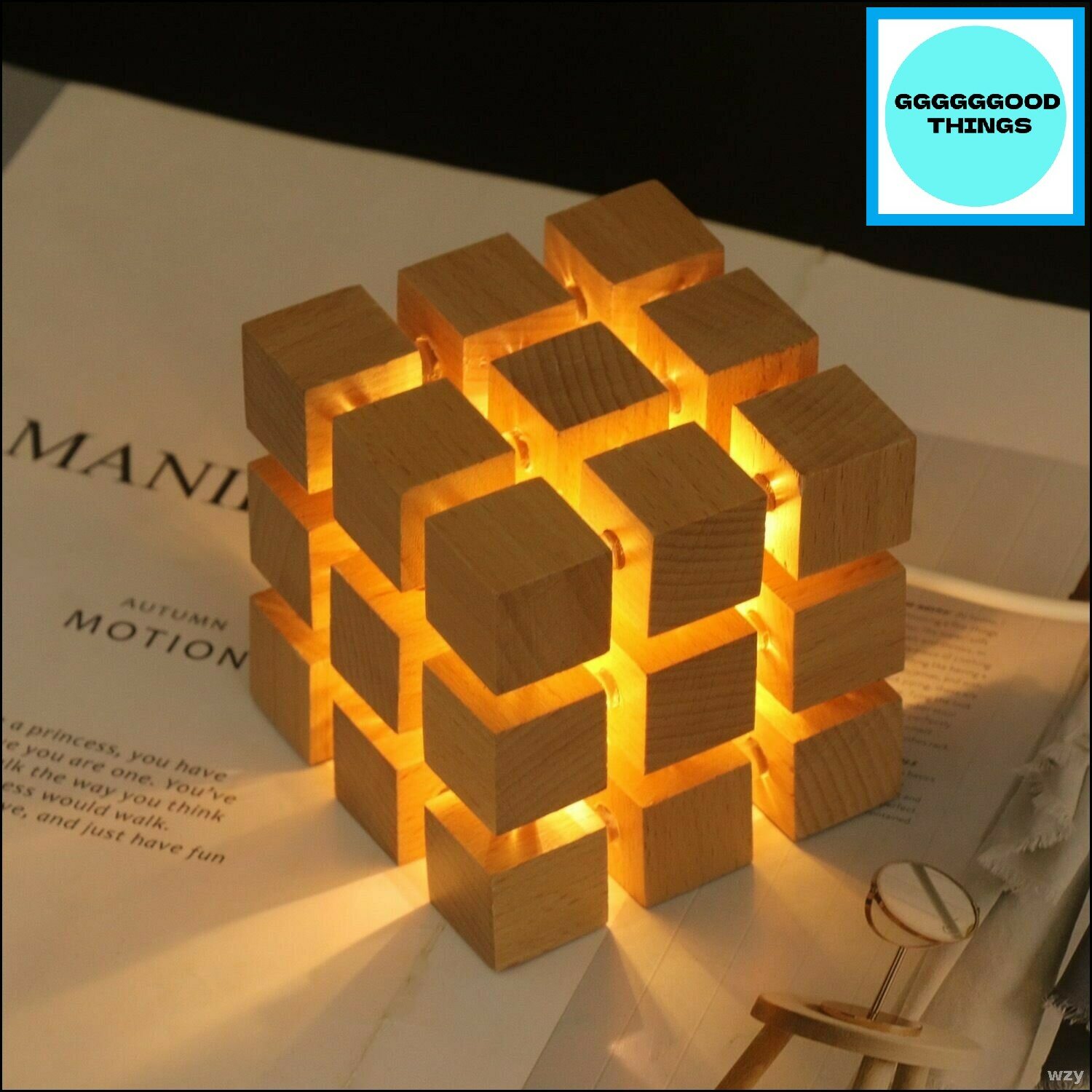Ночник "Rubik's Cube", деревянный, для спальни, кабинета, детской комнаты