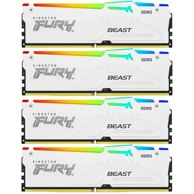 Оперативная память Kingston Fury Beast KF552C40BWAK4-64 DDR5 - 4x 16ГБ 5200МГц, DIMM, White, Ret