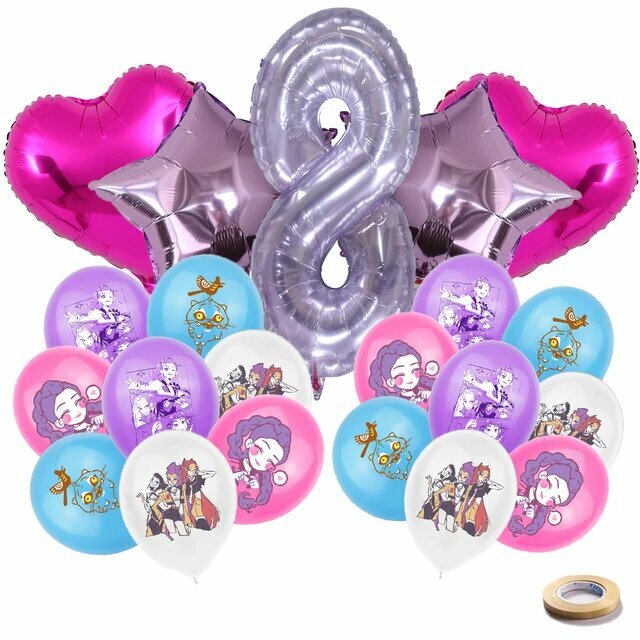 Набор воздушных шаров для украшения дня рождения "Охотник на дьяволов" в стиле корейской волны, цифровые фольгированные шары "Музыкальная девочка", товары для детских праздников, подарочные украшения