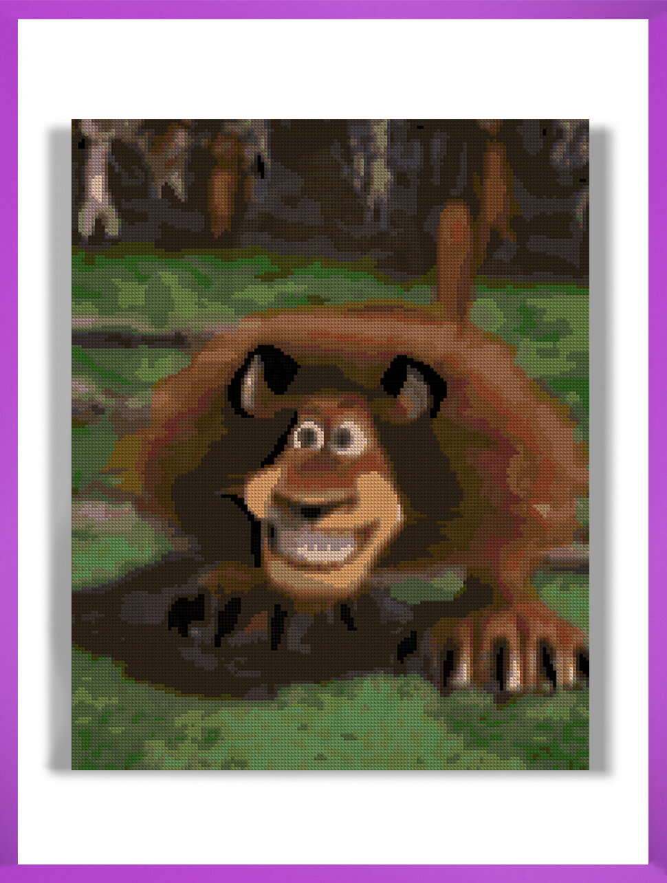Алмазная мозаика на подрамнике - вышивка - Мадагаскар - Лев Алекс 40 х 50 см