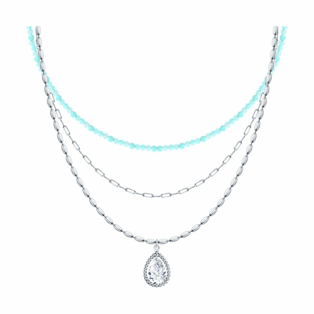 Колье, серебро, 925 проба, родирование