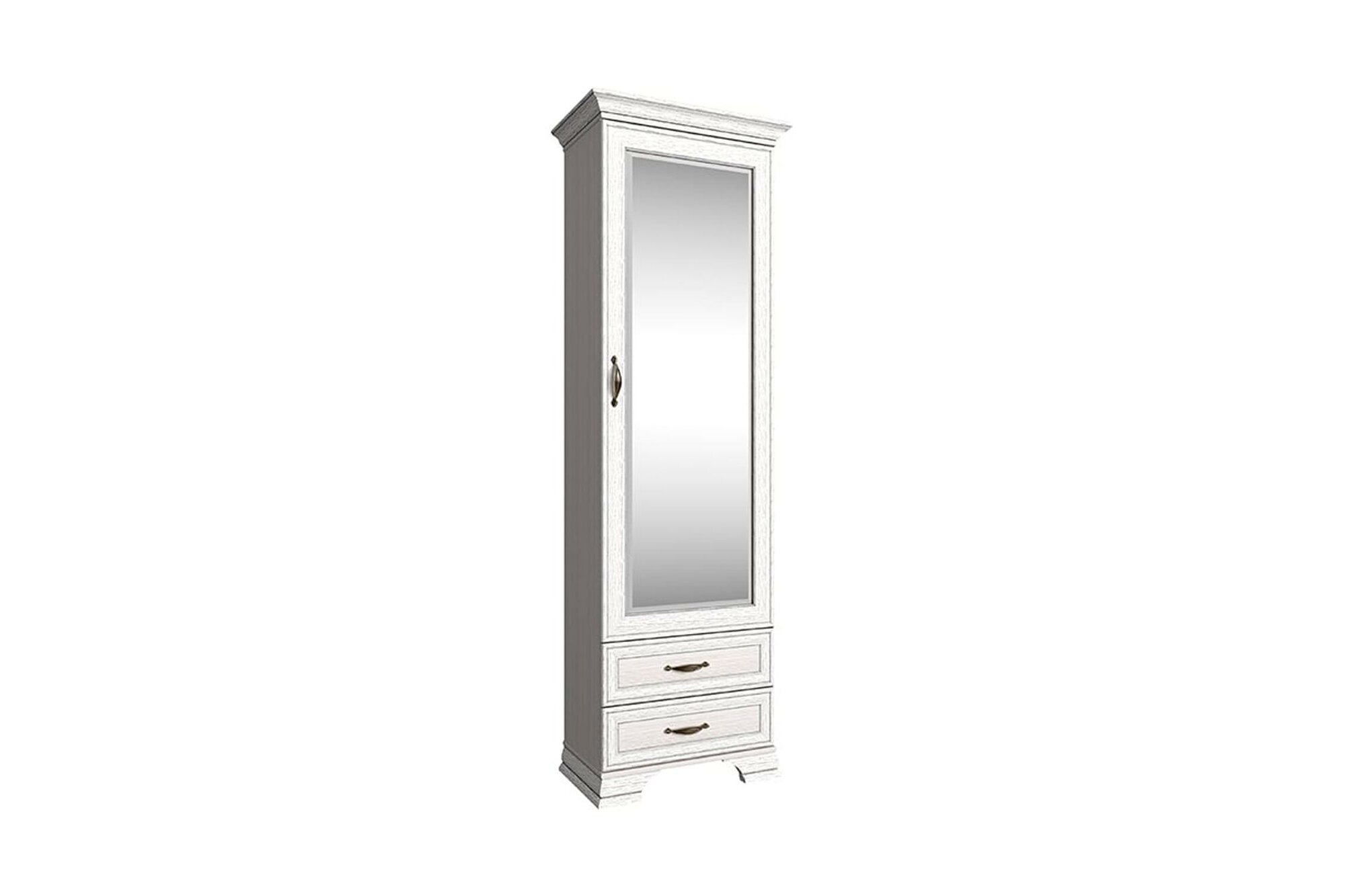 Стеллаж напольный Нонтон Tiffany, 69x39x212 см, с зеркалом, 2 ящика, вудлайн кремовый