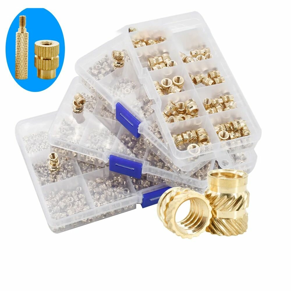 Гайка-вставка для 3D-принтера, латунная, M2 M2.5 M3 M4 M5 M6, двойная саржевая, для термоплавкой заделки резьбы, с наконечником паяльника.