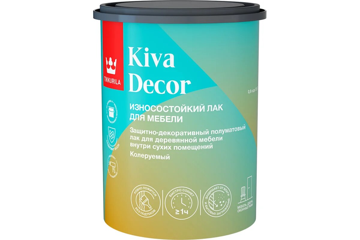 Tikkurila KIVA DECOR лак для мебели акрилатный полуматовый 0,9л
