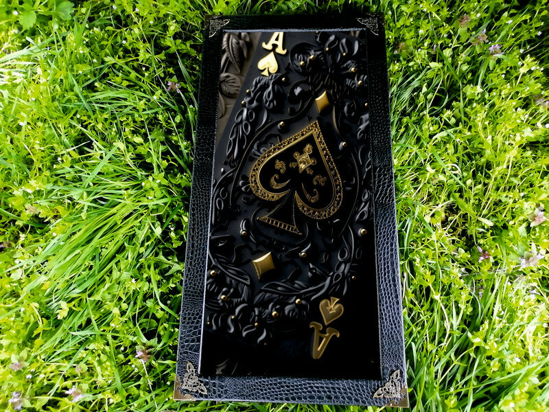 Нарды "карта", 60х60см, ручная работа, стекло, дерево, экокожа