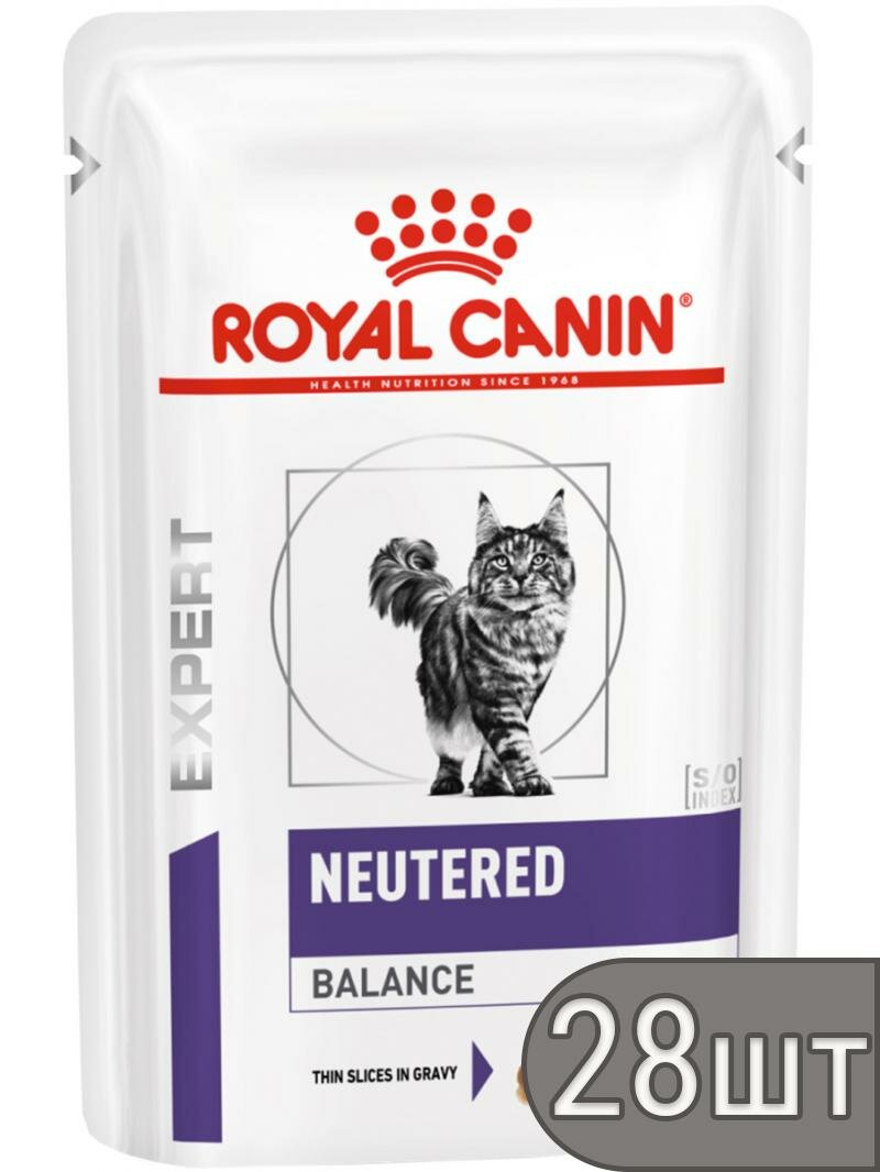 Royal Canin Набор 28 шт Паучи для взрослых котов и кошек с момента стерилизации до 7 лет, склонных к избыточному весу Neutered Balance feline, 85г 2.38 кг
