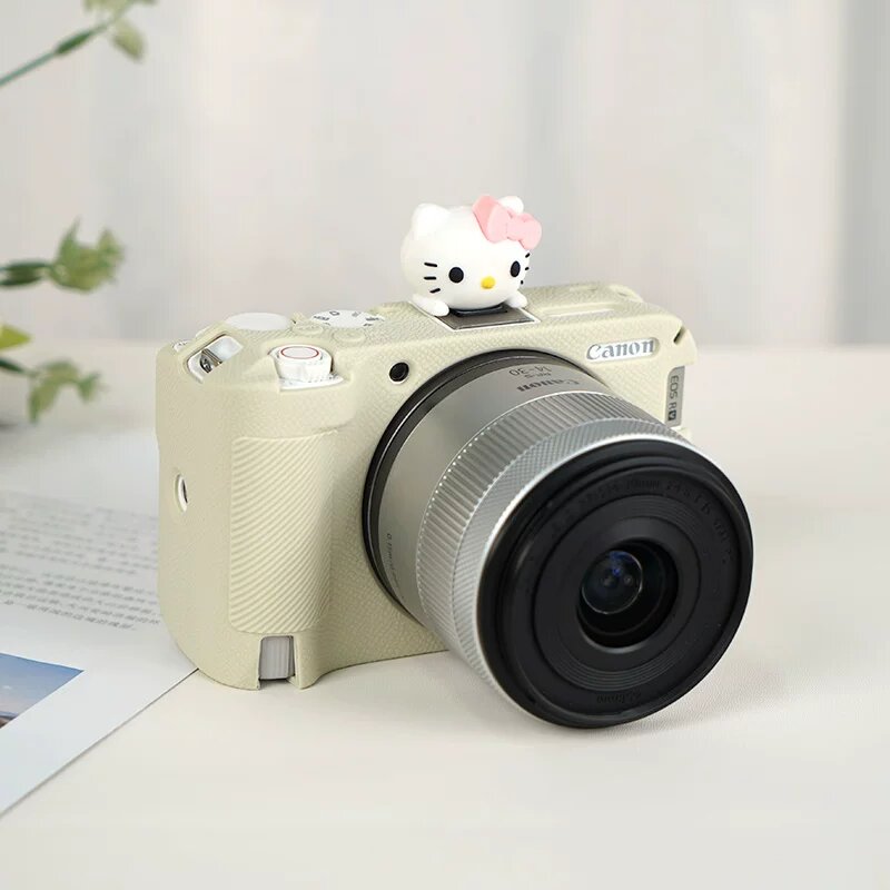Камерный чехол из силикона для Canon EOS R50V в бежевом цвете, защитный, пыленепроницаемый, компактный, с поглощением