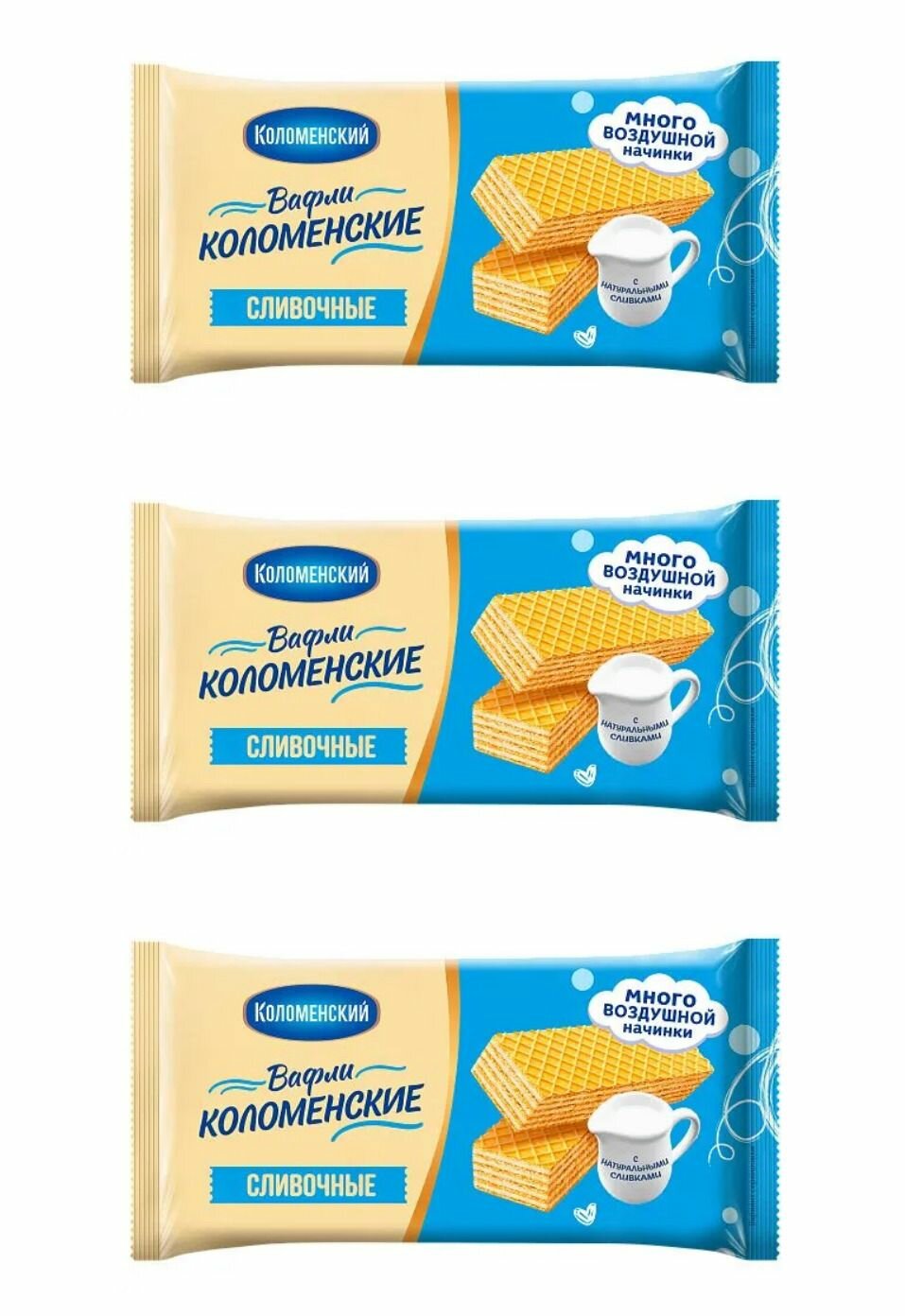 Коломенский Вафли Сливочные традиционные, 200 г, 3 уп