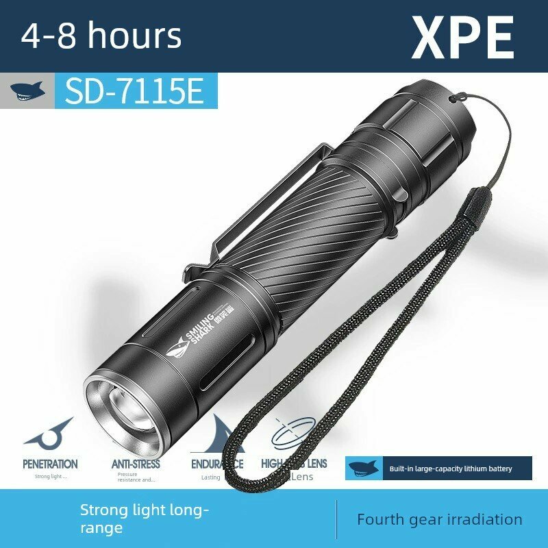 Ультраяркий мини-фонарик Smiling Shark, портативный, с регулируемой яркостью, перезаряжаемый, для использования на