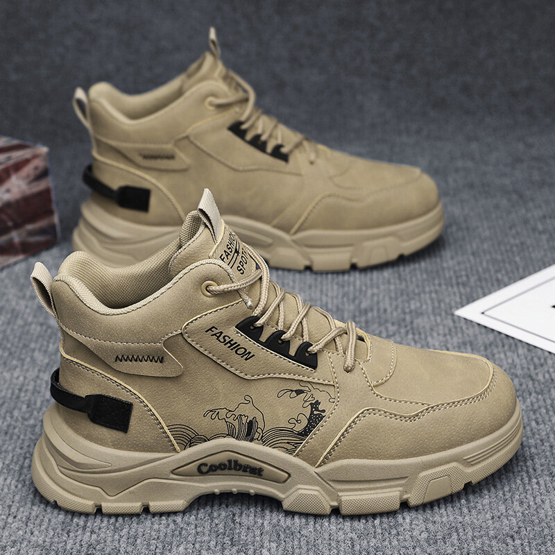 JYL Мартенсы Мужчины Осень Теплые Антискользящие Кожа/W1680 Khaki