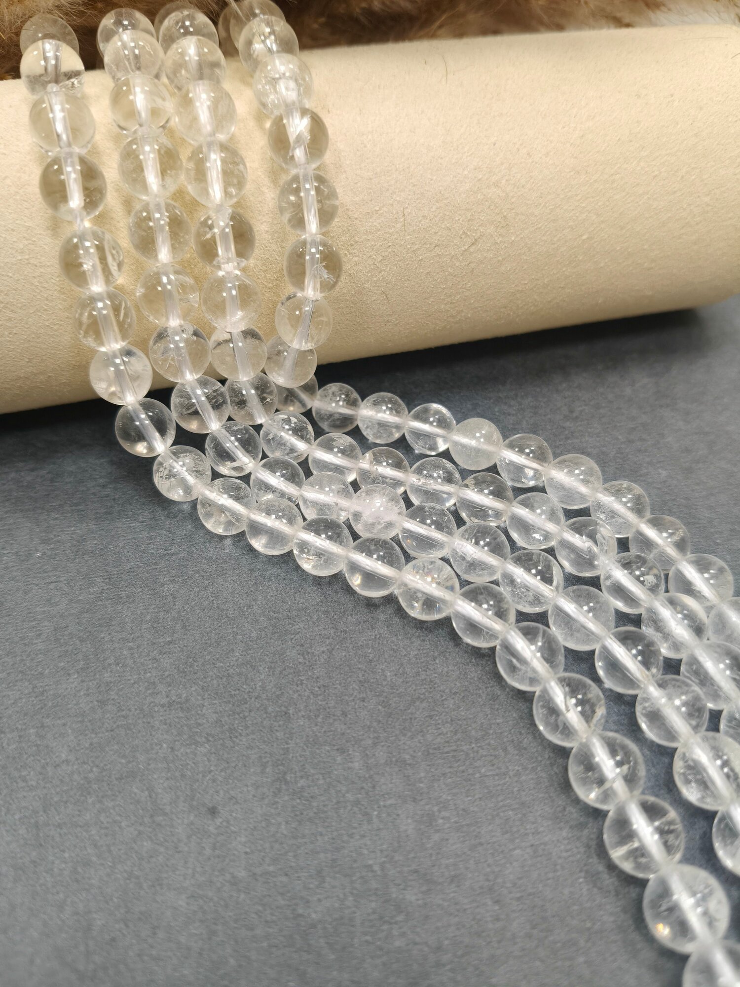 Бусины горный хрусталь А прозрачный шар 8 мм (нить 18 см), Suntrim