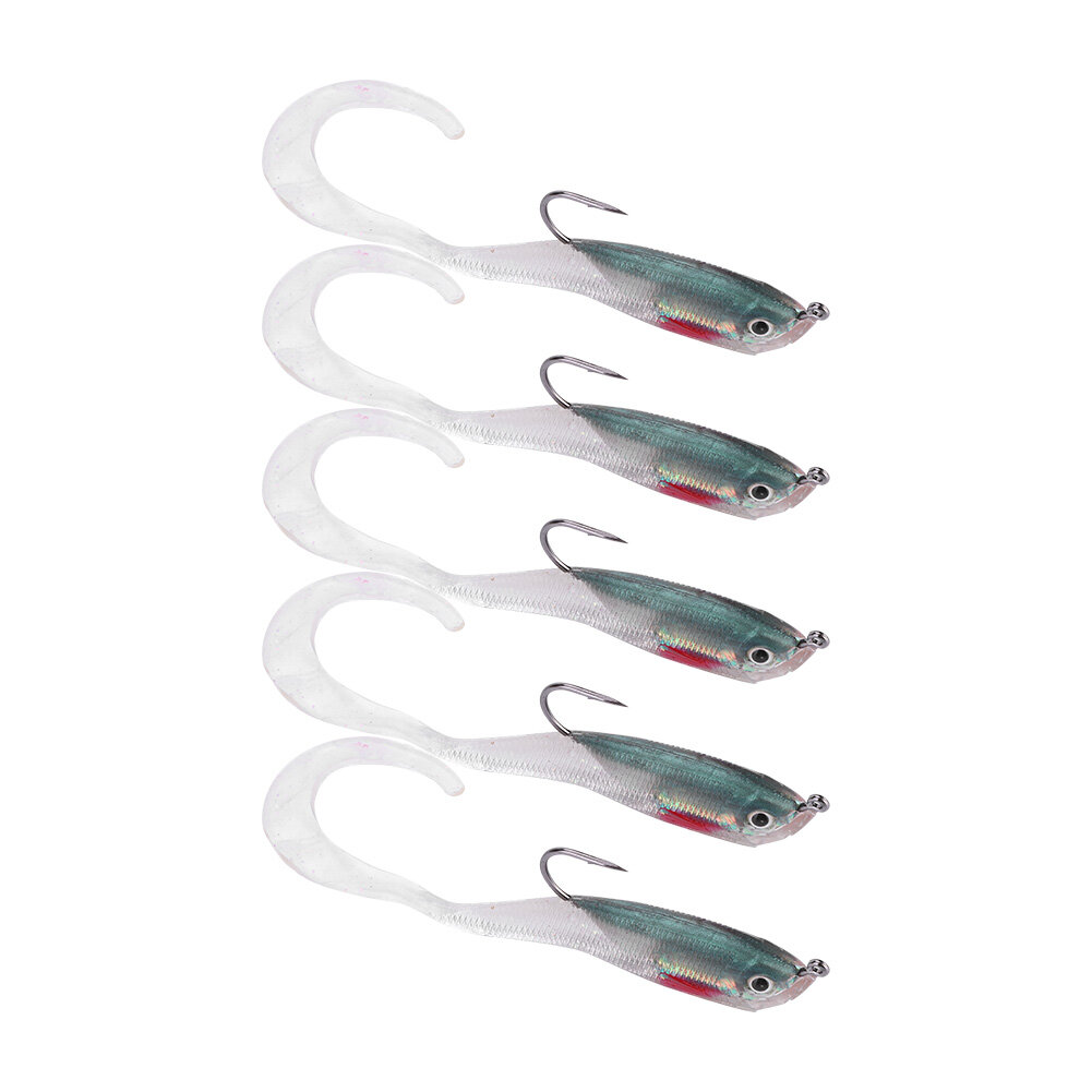 5pcs Fish Heurs Artificial Fake Bait мягкая приманка Рыбалка морской косы с крючком SO050-4